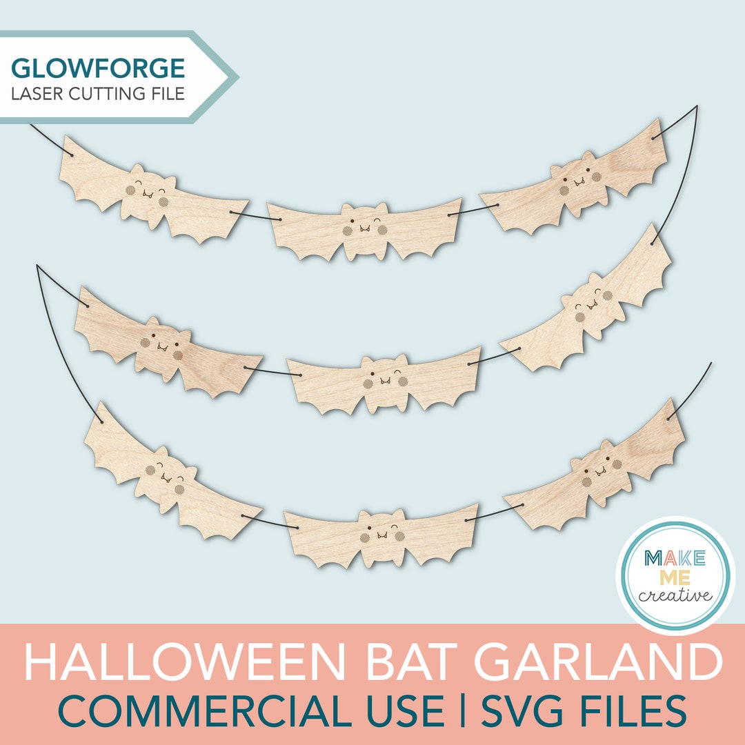 Halloween Garland SVG, Bat Cut File, Cute Halloween Laser Cutting File ...
