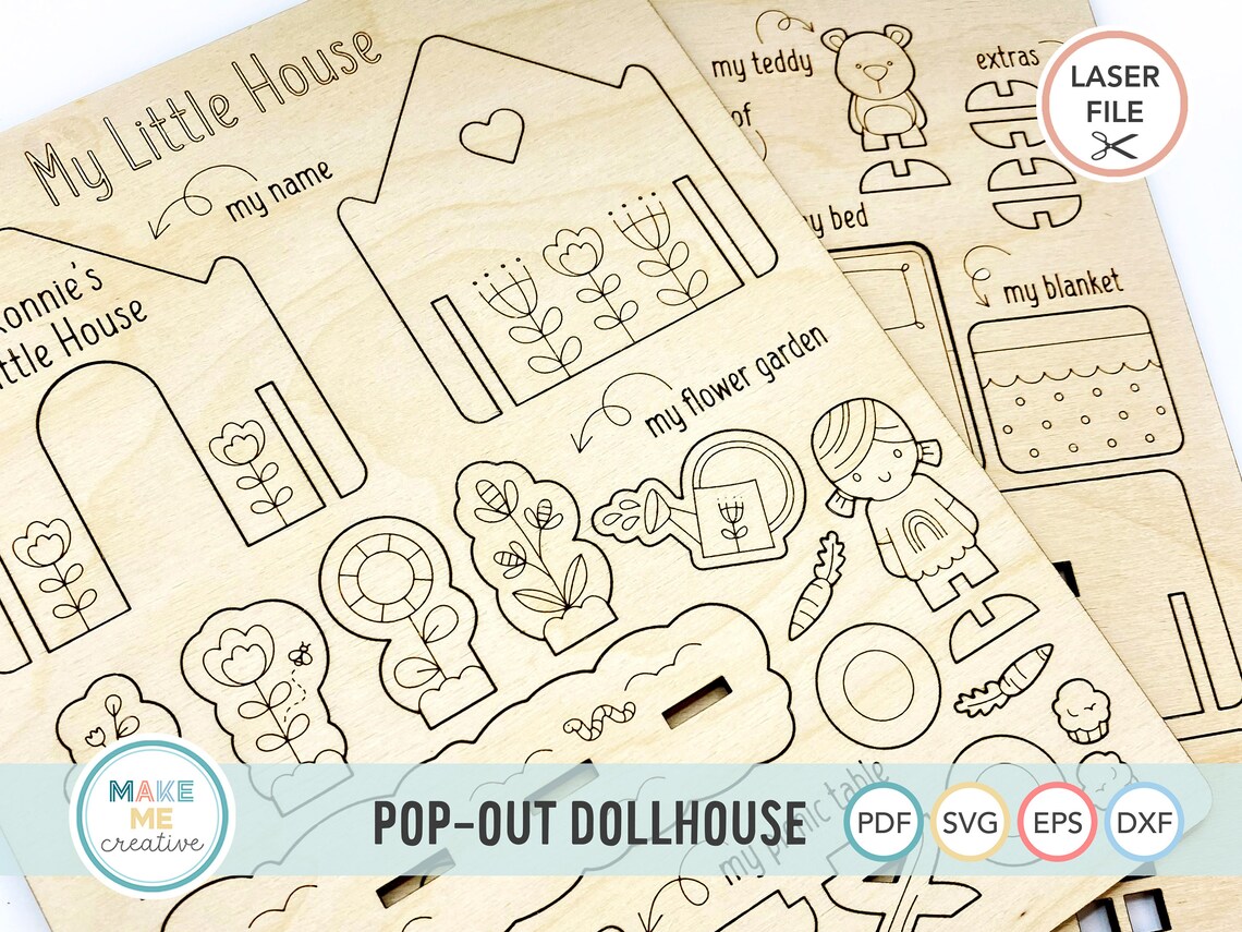 Kids Dollhouse SVG Pop Out Toy House Laser Cut File Kids - Etsy