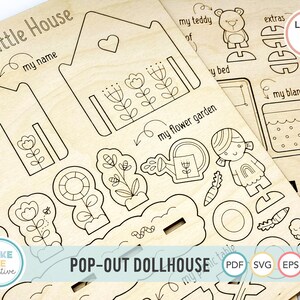 Christmas Decoration SVG, Pop Out Xmas House With Kids Garden and Bed ...