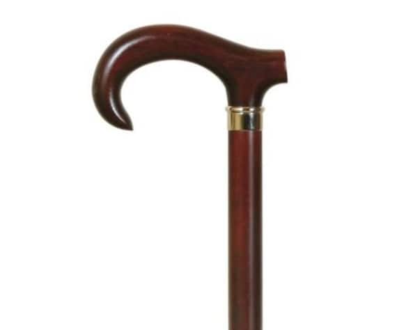 Solid Wood Red Walking Stick Derby Wooden Handle Brass Collar - Etsy