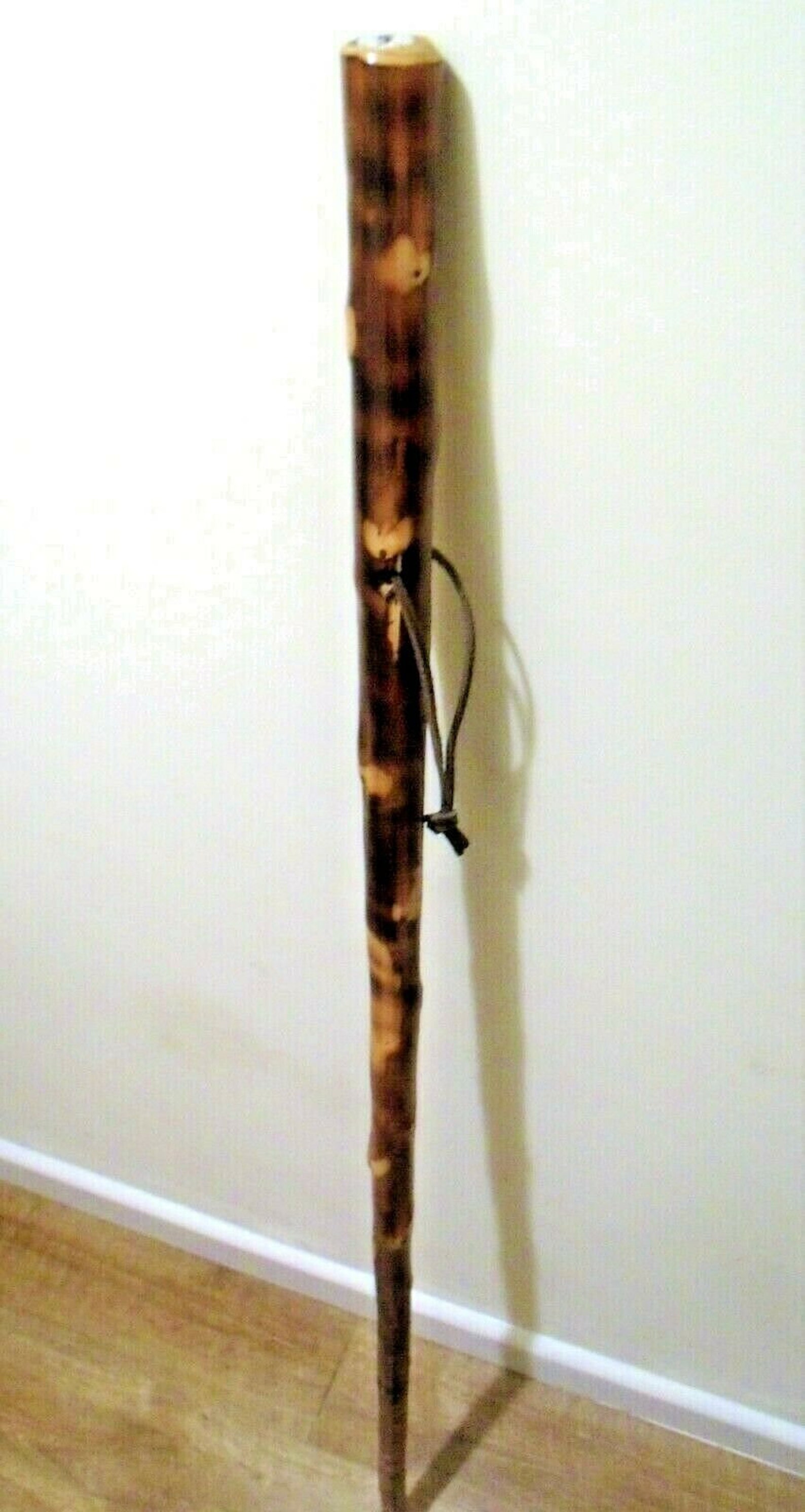 Flamed Hiking Walking Stick With Compass At The Top Solid Etsy
