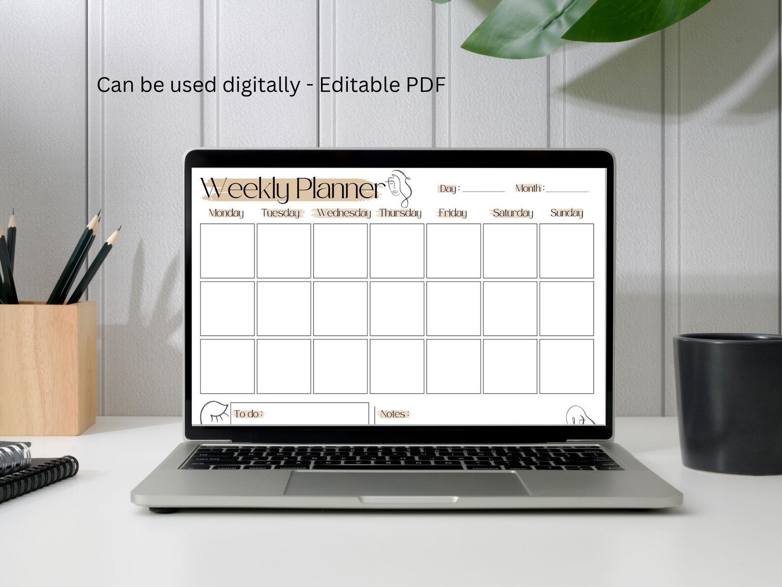 Printable Weekly Planner, Abstract Line Face Editable A4 PDF Planner ...