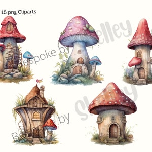 Enchanting Mushroom House Clipart Bundle: 15 Magical Pngs for Whimsical ...