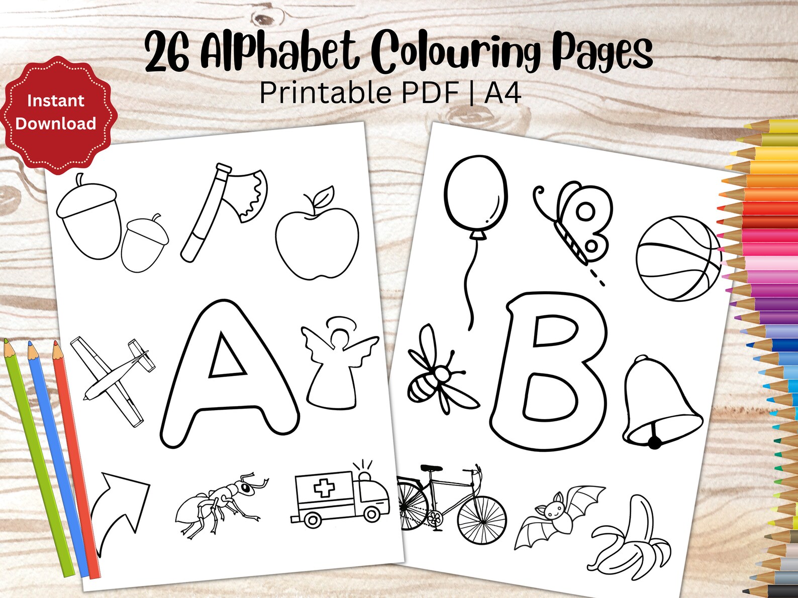 26 Alphabet Colouring Pages Alphabet Worksheets for Kids - Etsy