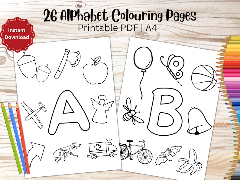 26 Alphabet Colouring Pages Alphabet Worksheets for Kids - Etsy