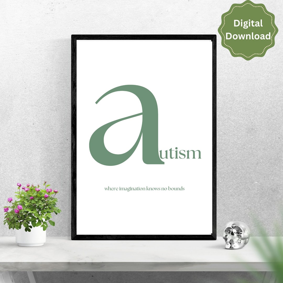 Minimalist Autism Digital Print, Imagination Quote Poster, Green, Wall ...