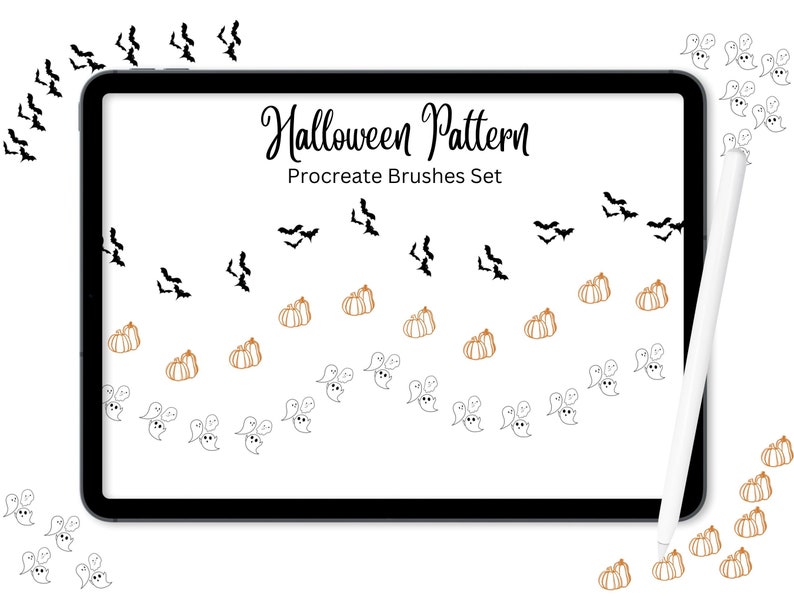 3 Halloween Procreate Digital Brushes Sets, Halloween Procreate Stamp ...