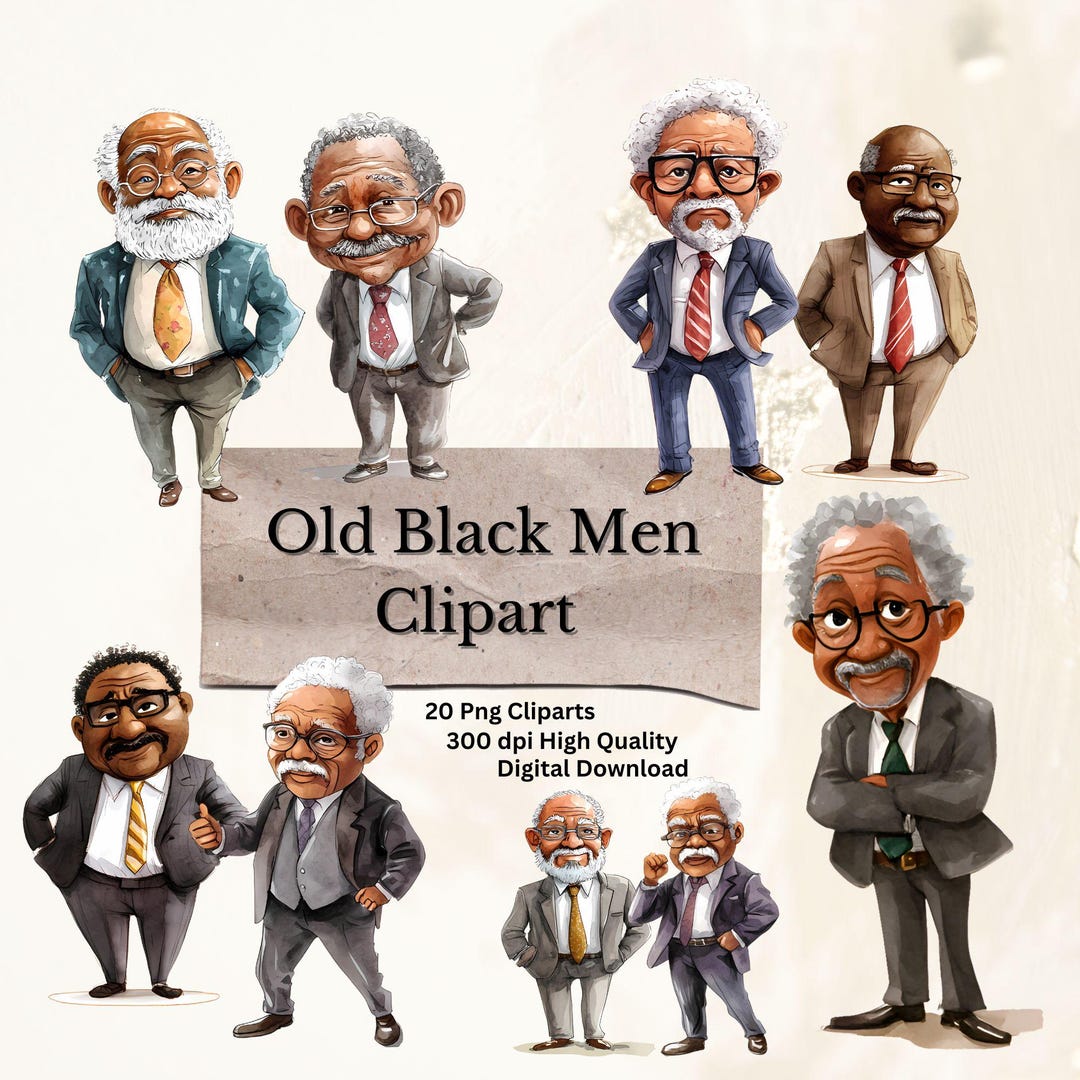 Old Black Men Clipart, Stylish PNG Illustrations (digital Download) - Etsy