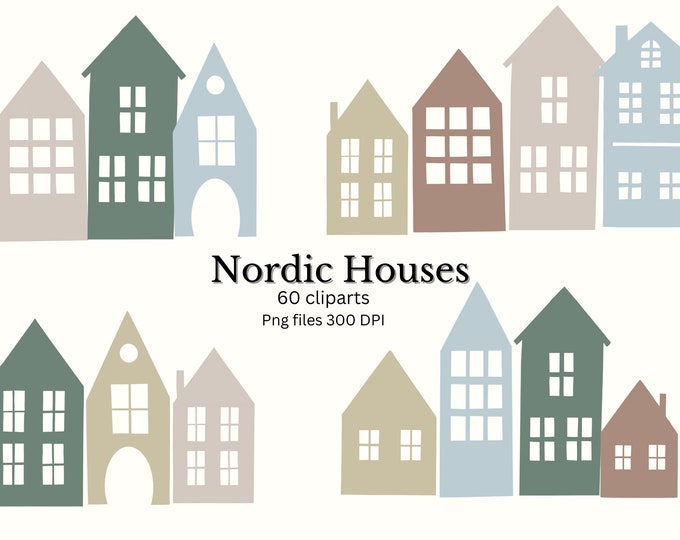Winter Village Png, Scandinavian Christmas Png, Nordic Houses Clipart ...