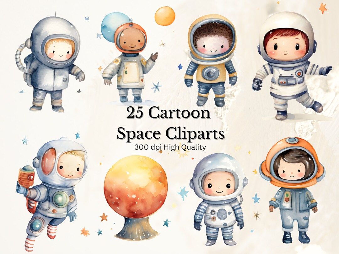 Cartoon Space Clipart Bundle: 25 Digital Downloads for Cosmic ...