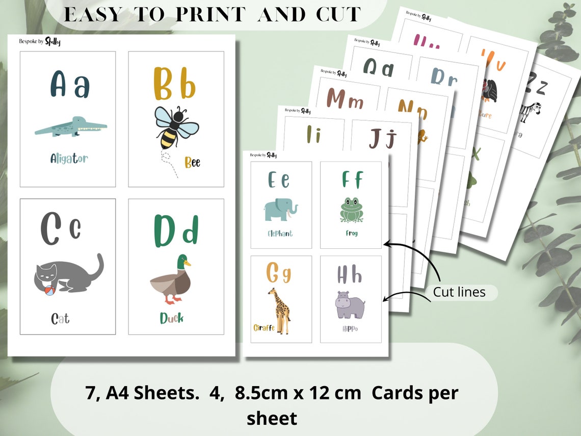 26 ABC Animal Alphabet Flashcards, Digital Alphabet Card for Preschool ...