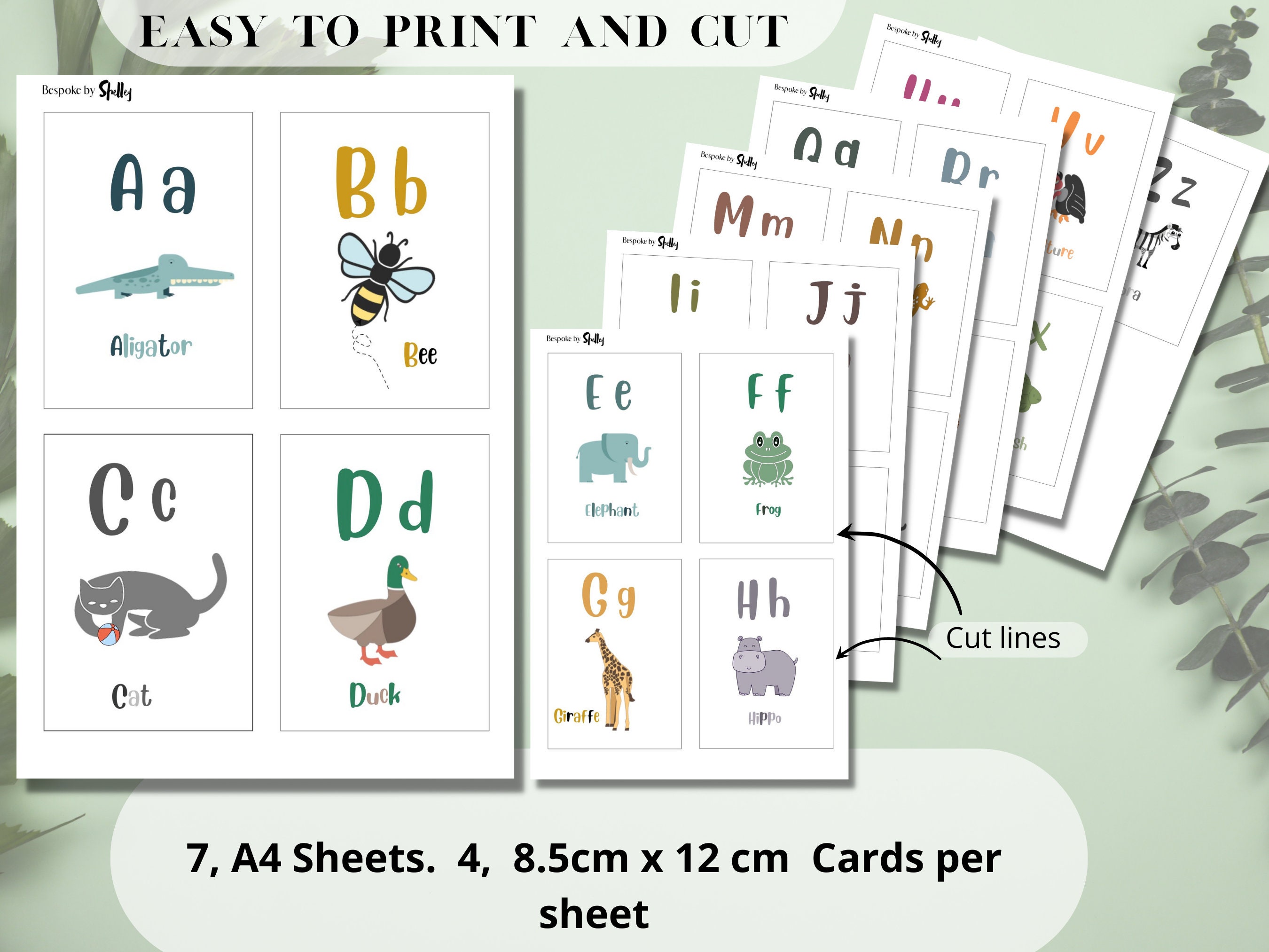 26 ABC Animal Alphabet Flashcards, Digital Alphabet Card for Preschool ...