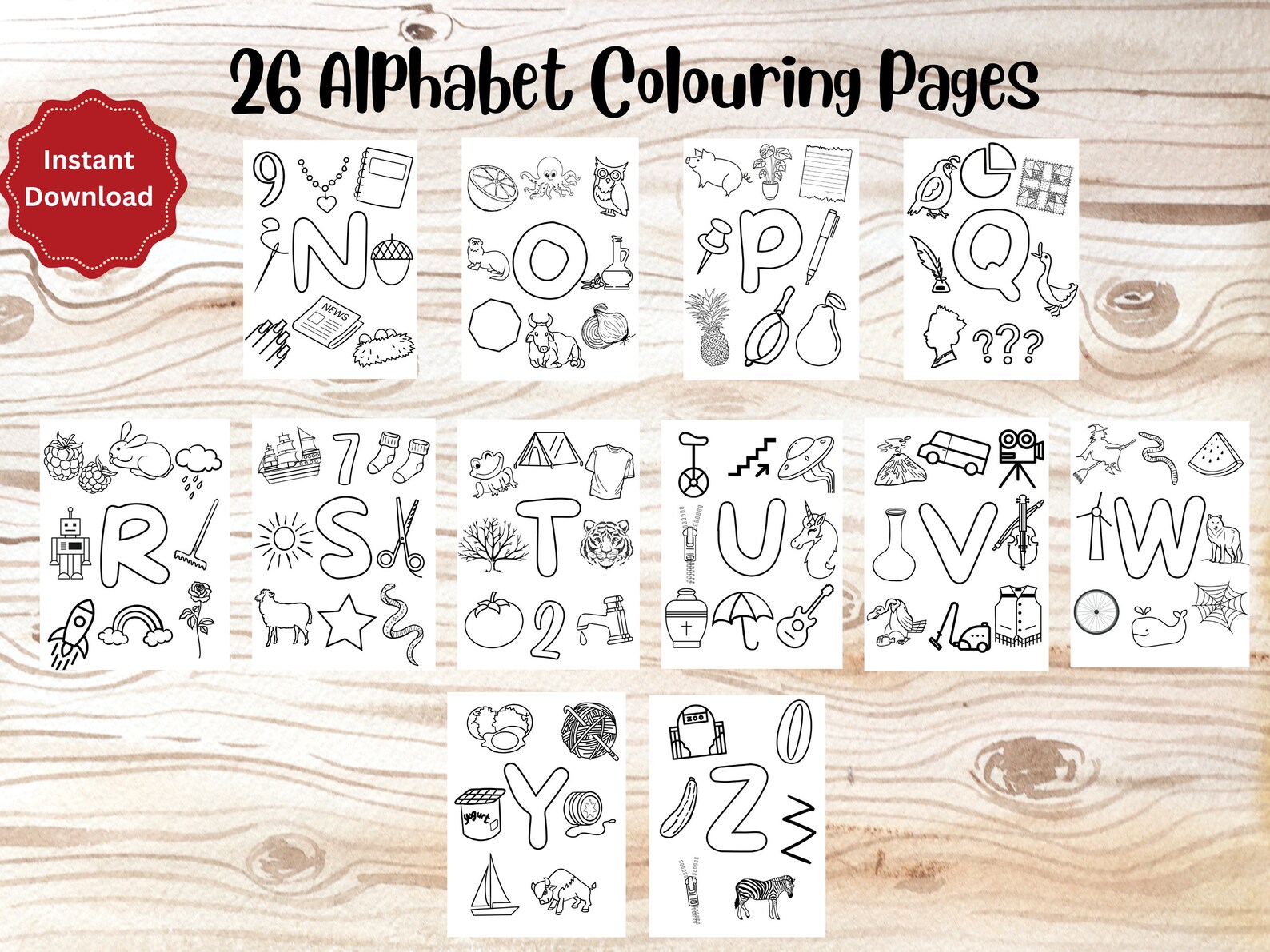 26 Alphabet Colouring Pages Alphabet Worksheets for Kids - Etsy