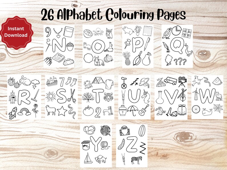 26 Alphabet Colouring Pages Alphabet Worksheets for Kids - Etsy