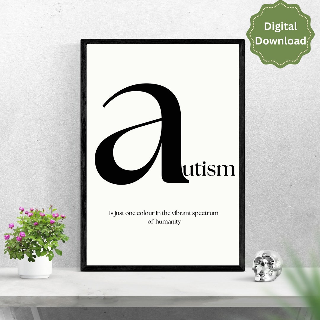 Inspiring Autism Digital Print for Awareness & Acceptance Poster, Black ...