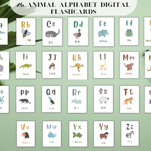 26 ABC Animal Alphabet Flashcards, Digital Alphabet Card for Preschool ...