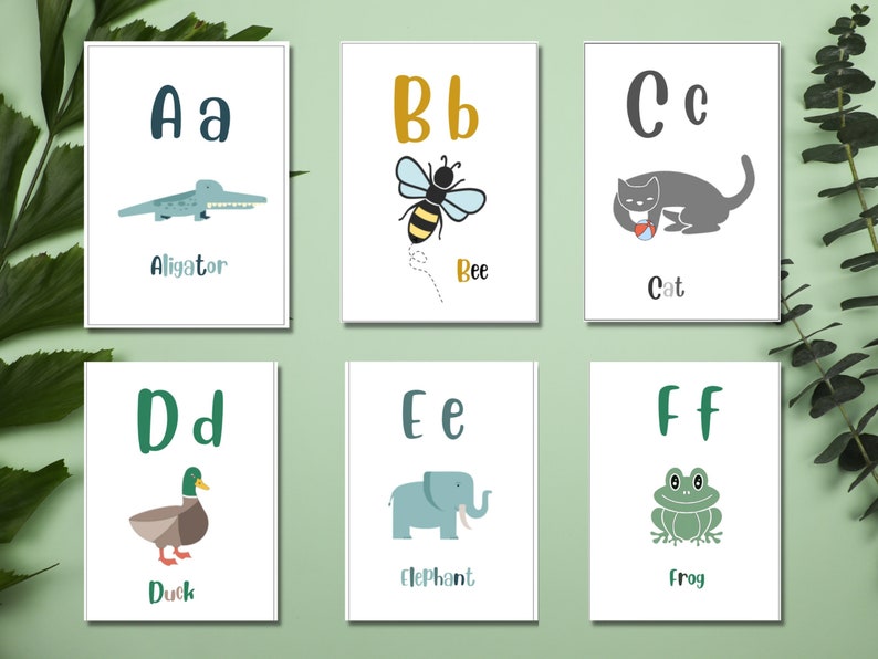 26 ABC Animal Alphabet Flashcards, Digital Alphabet Card for Preschool ...