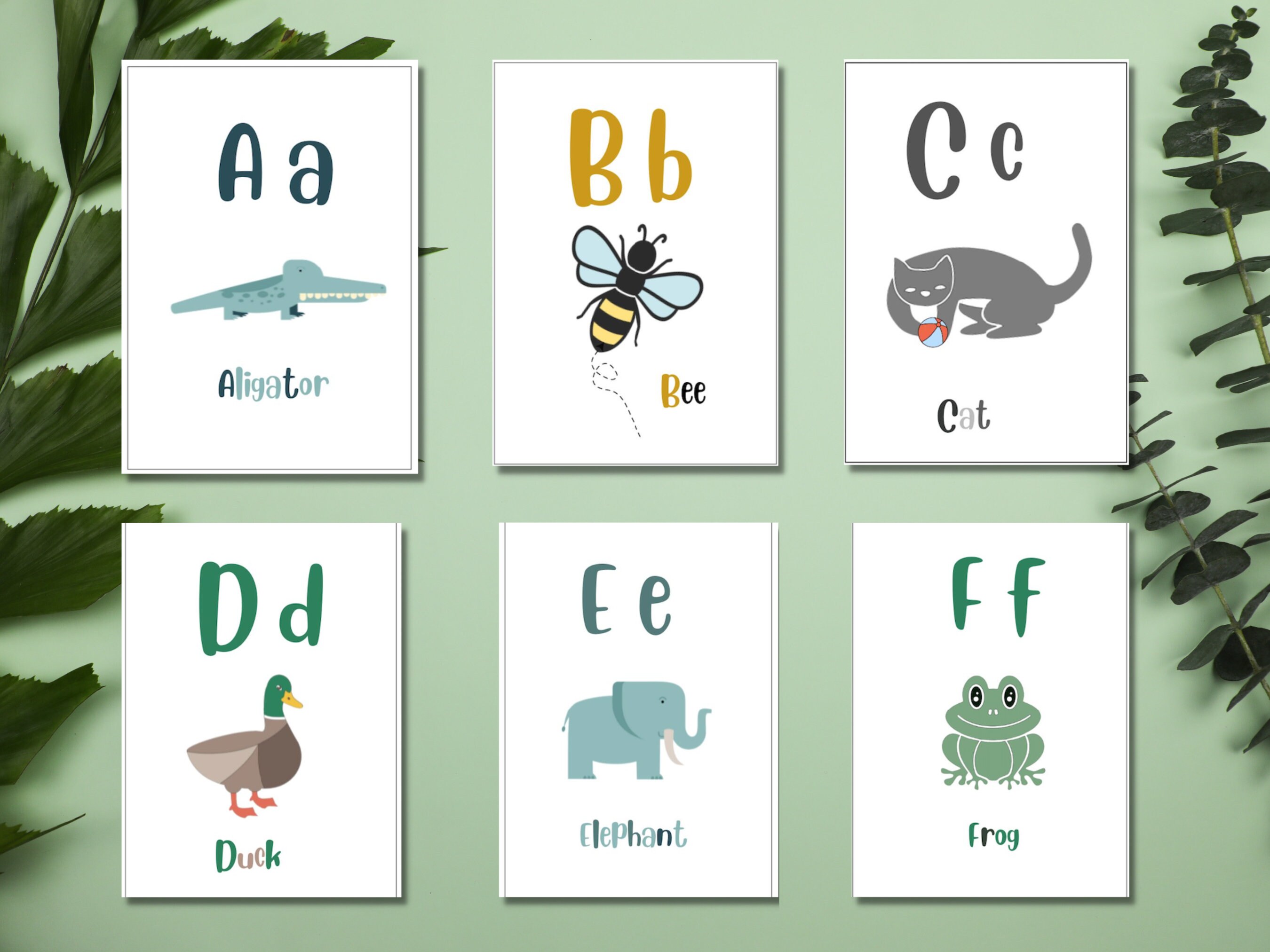 26 ABC Animal Alphabet Flashcards, Digital Alphabet Card for Preschool ...