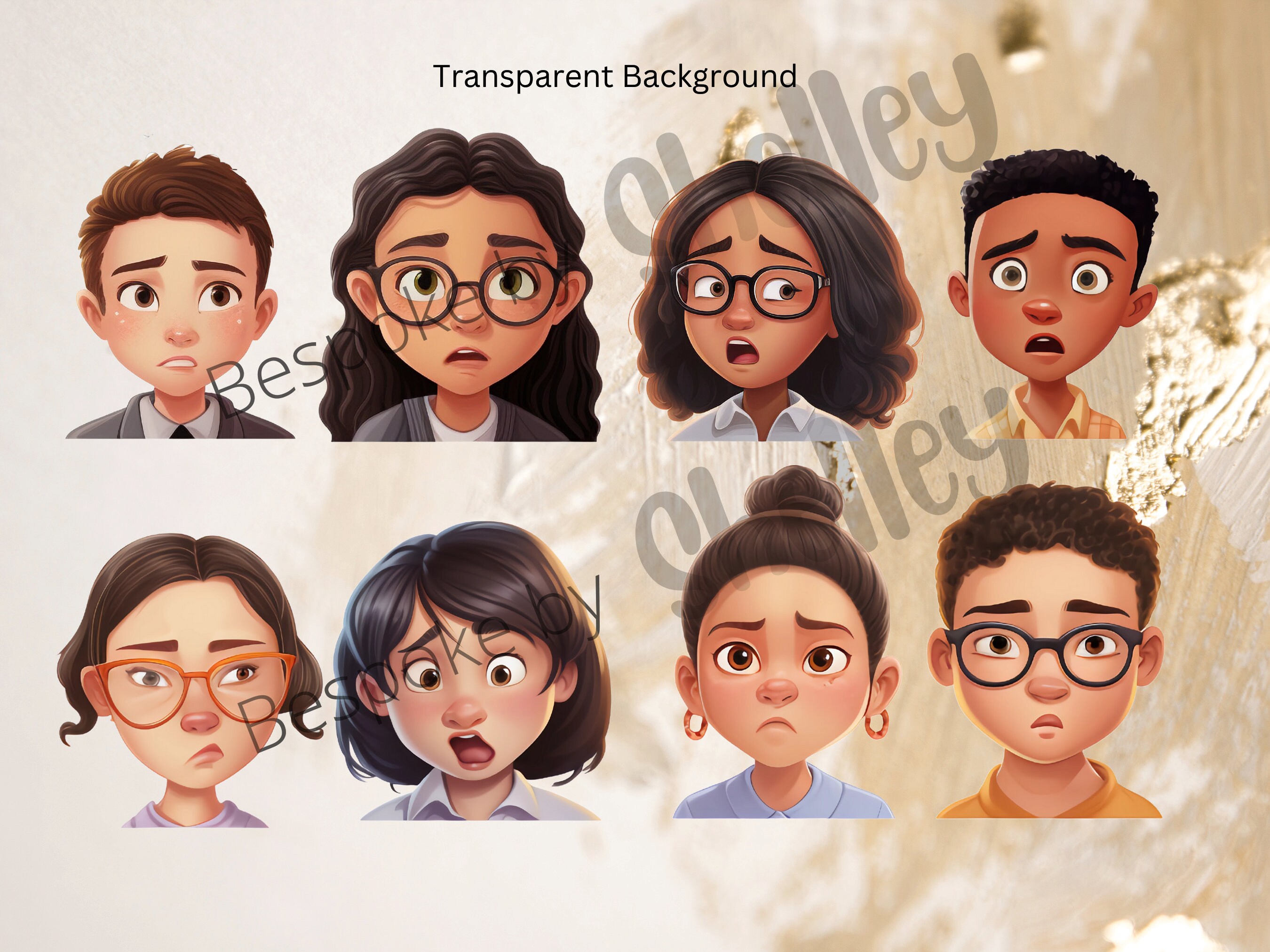 Emotional Expressions Clipart Bundle,30 Children's Face Expressions ...