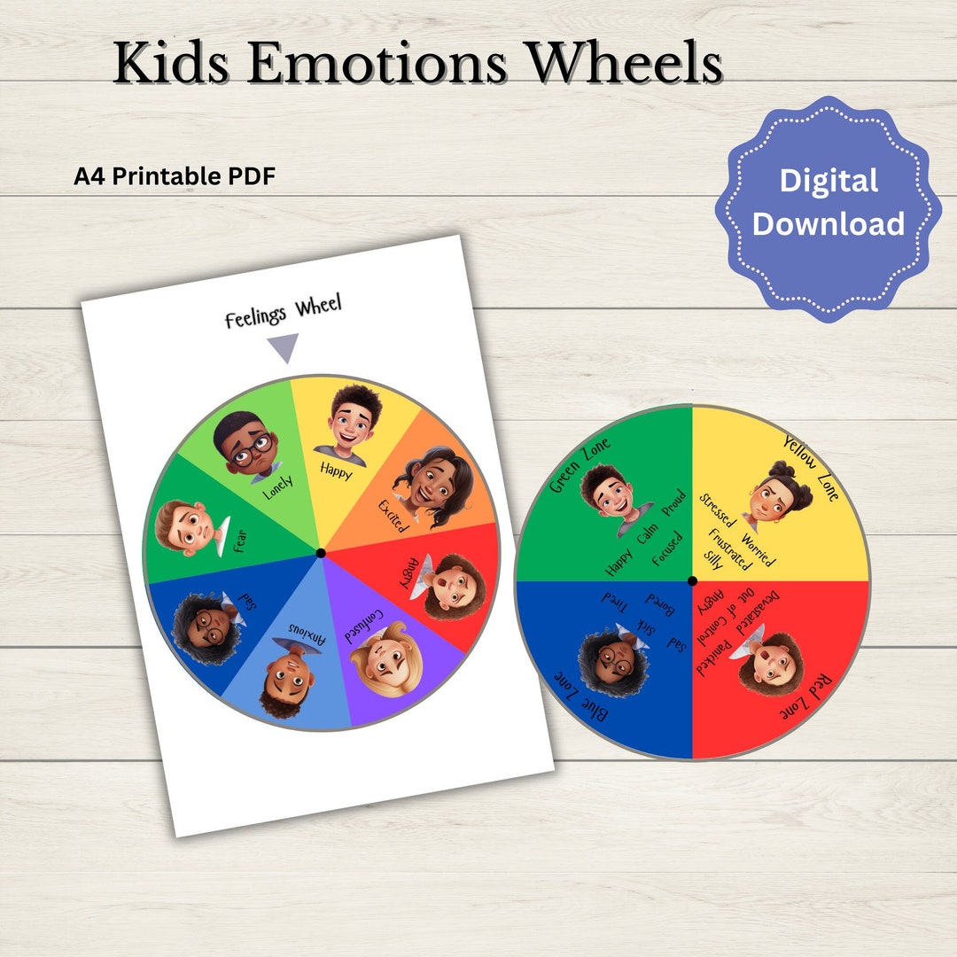 Kid's Face Emotion Wheel - Zones of Regulation Digital Download A4 ...