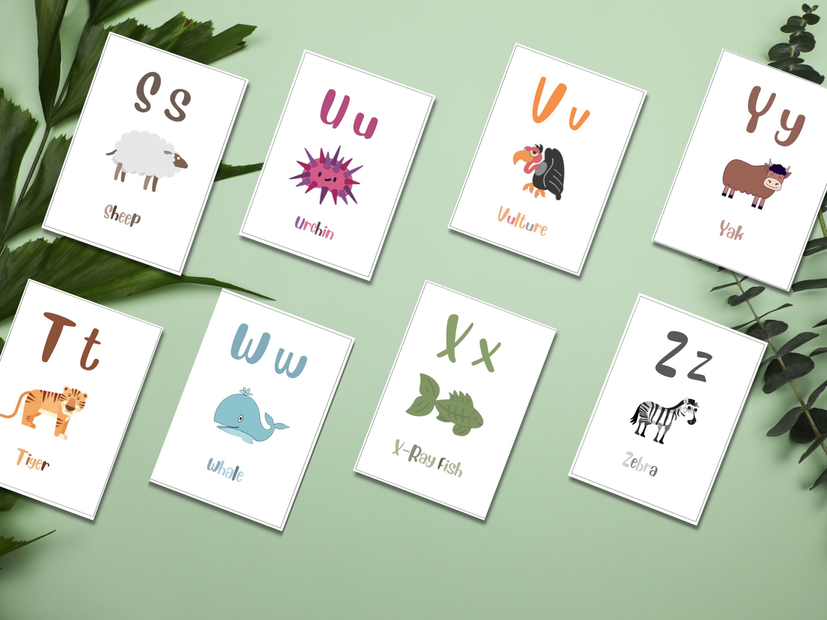 26 ABC Animal Alphabet Flashcards, Digital Alphabet Card for Preschool ...