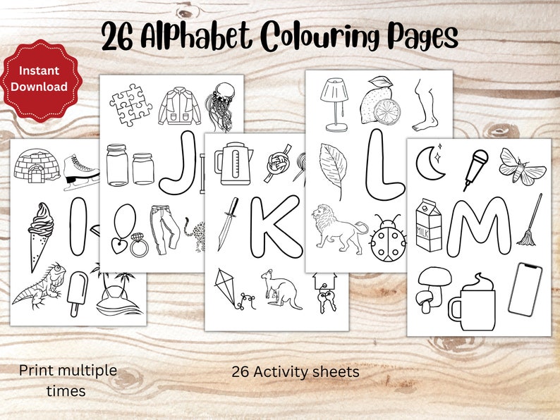 26 Alphabet Colouring Pages Alphabet Worksheets for Kids - Etsy