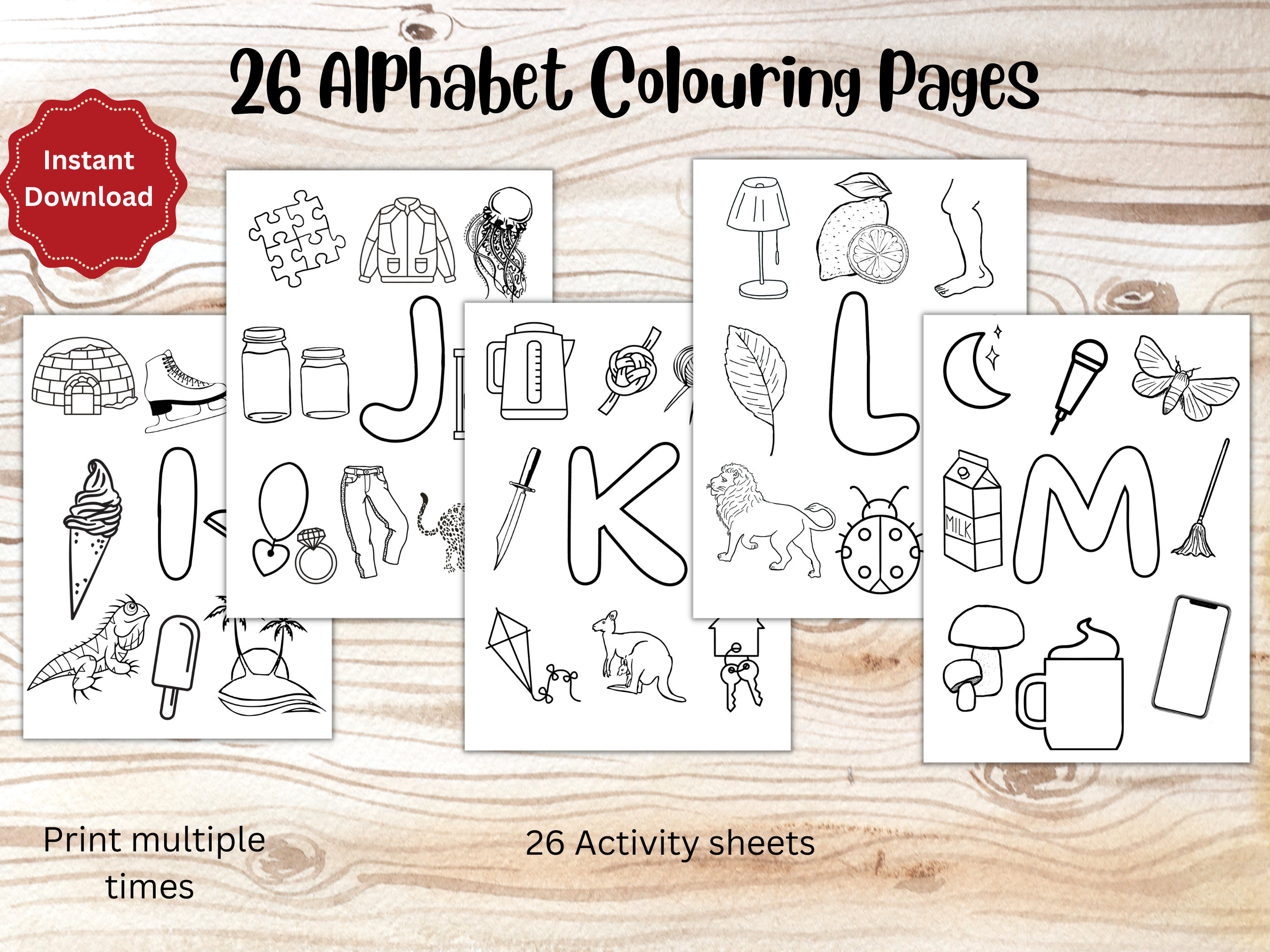 26 Alphabet Colouring Pages Alphabet Worksheets for Kids - Etsy