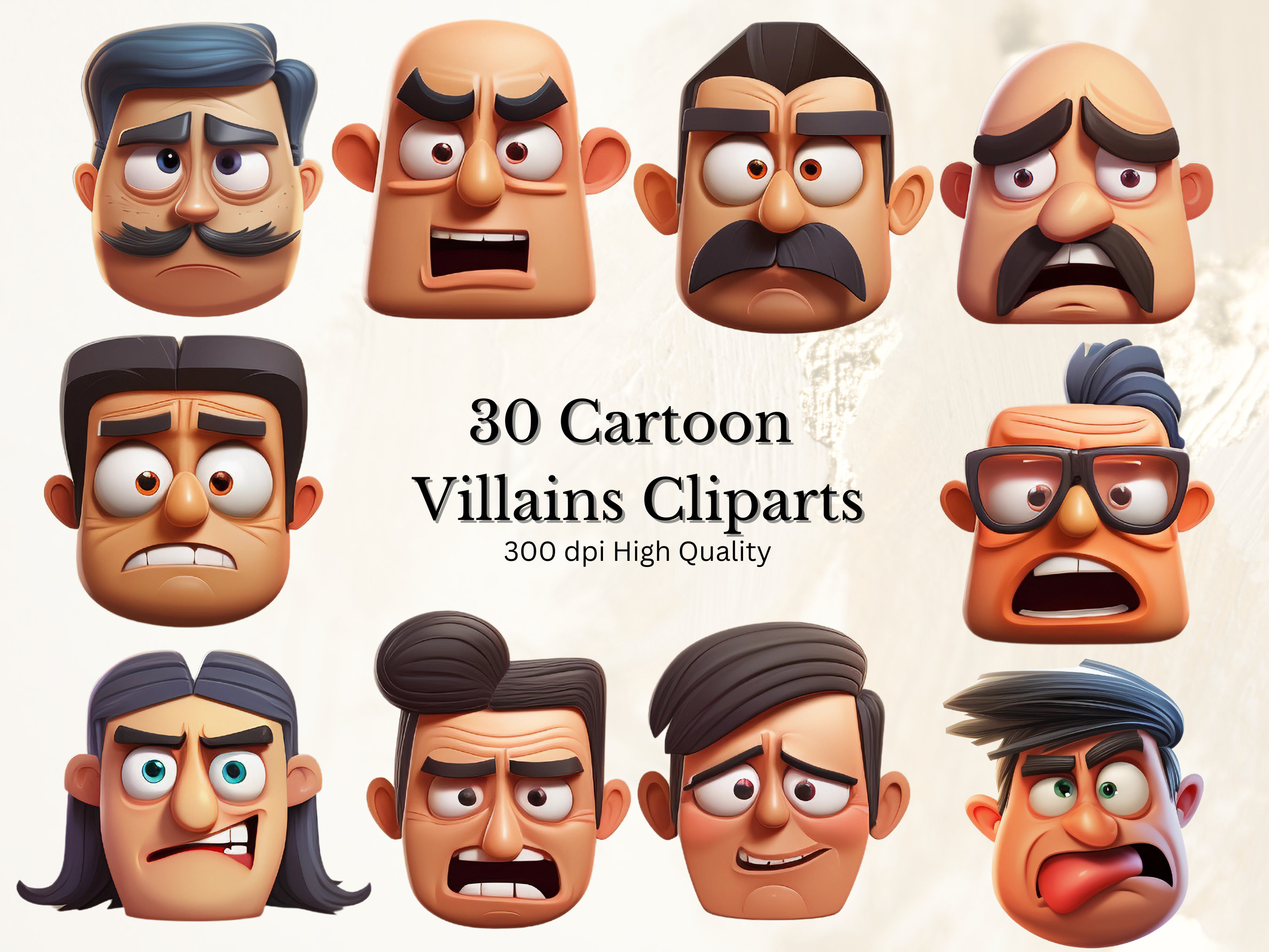 30 Cartoon Villain Clipart Set - Sinister Characters - Evil ...