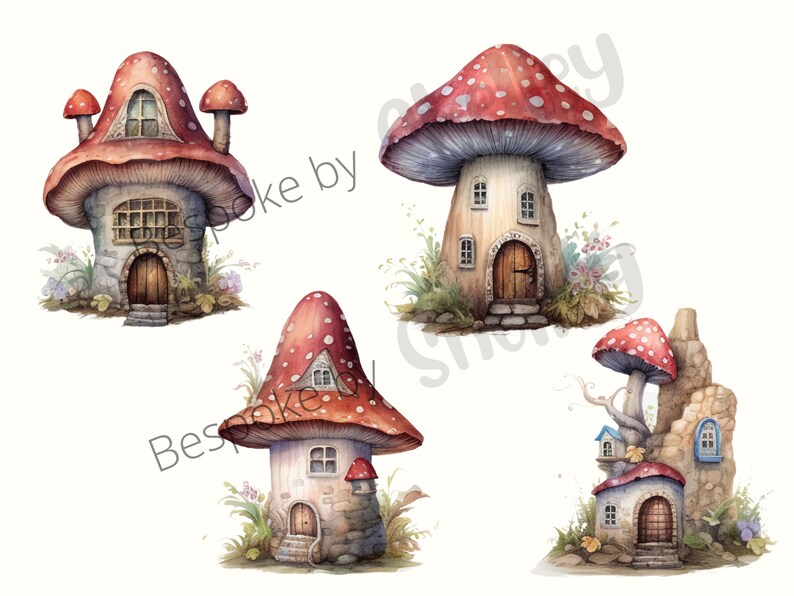 Enchanting Mushroom House Clipart Bundle: 15 Magical Pngs for Whimsical ...
