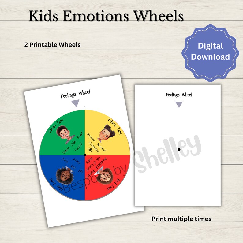 Kid's Face Emotion Wheel - Zones of Regulation Digital Download A4 ...