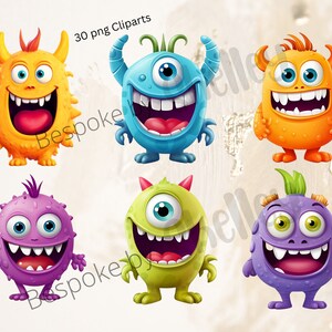 Monster Clipart Bundle: 30 Loveable Cartoon Monsters (digital Download ...