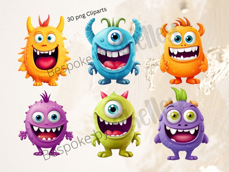 Monster Clipart Bundle - 30 Loveable Monsters Clipart- Digital Instant ...