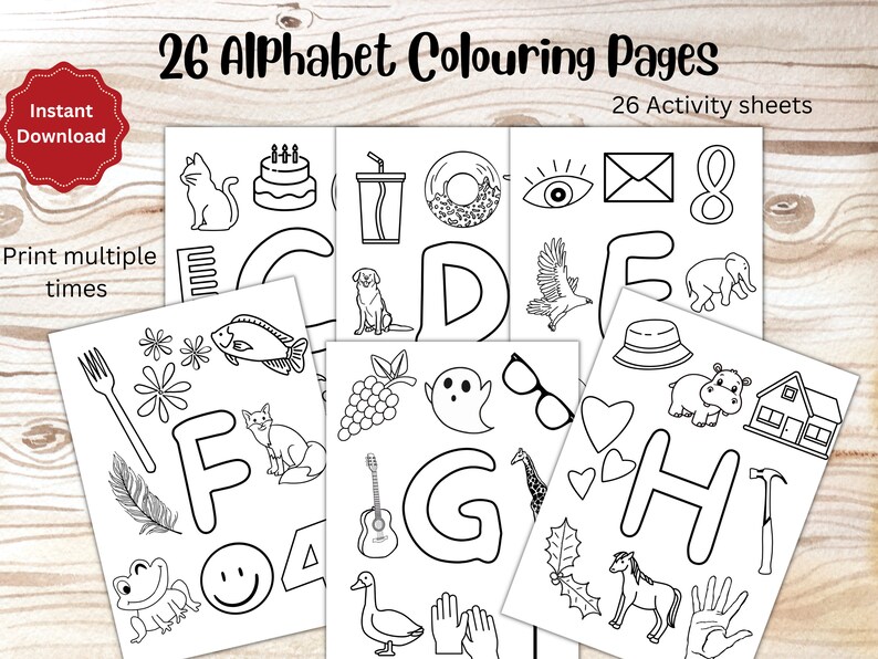 26 Alphabet Colouring Pages Alphabet Worksheets for Kids - Etsy