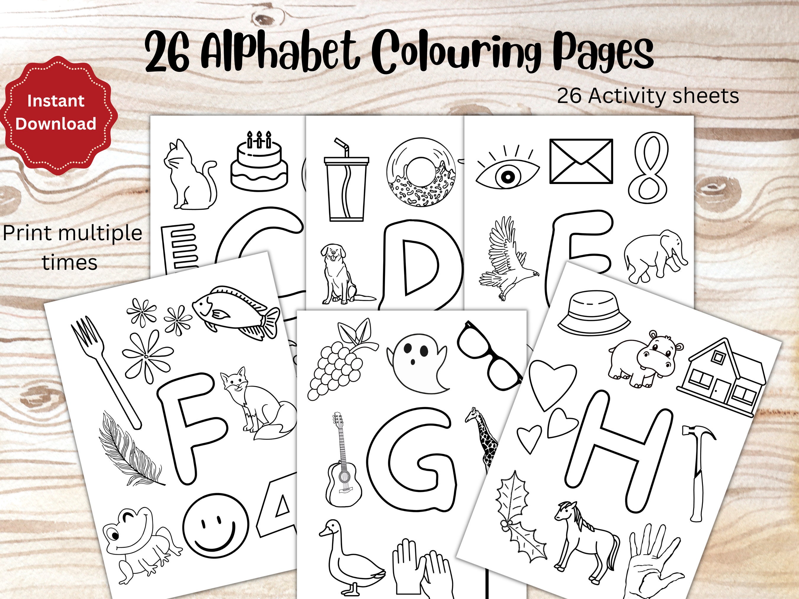 26 Alphabet Colouring Pages Alphabet Worksheets for Kids - Etsy
