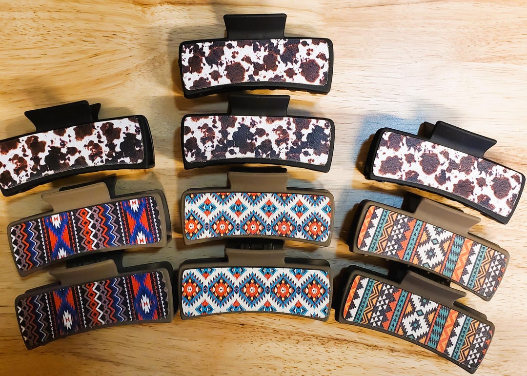 Laser Cut Leather Hair Claw: Southwestern & Cow Print Styles - Etsy