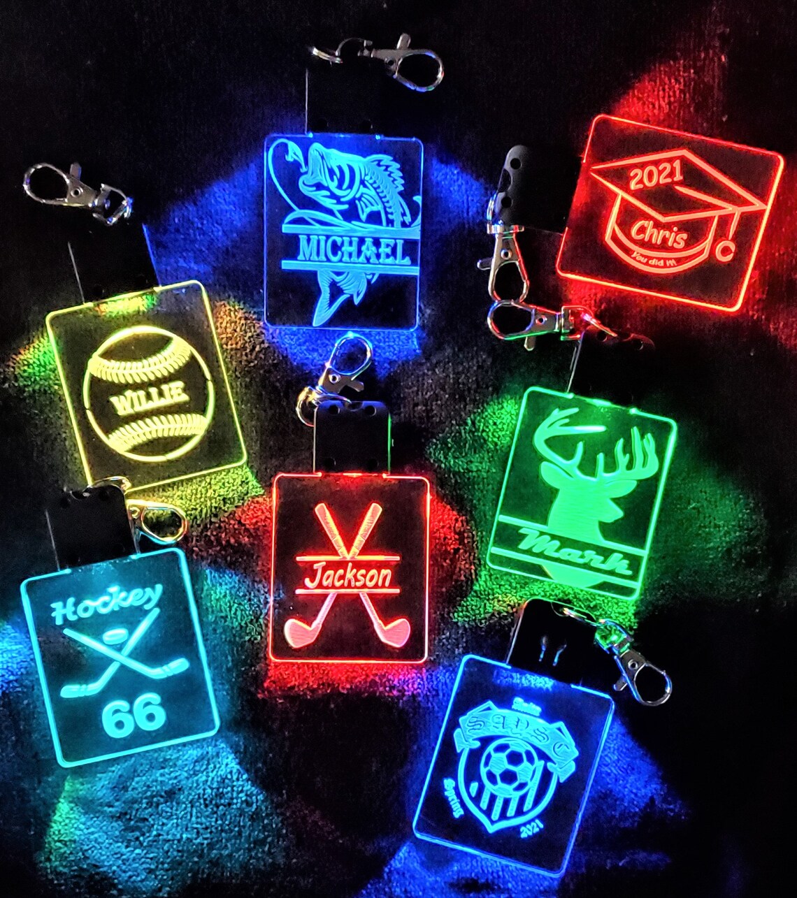 Acrylic LED Keychain Laser Engraved Sports Keychain - Etsy