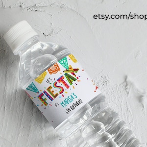 Editable Fiesta Water Bottle Labels Mexican Birthday Party Cactus ...