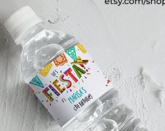 Fiesta Bottle Label, Editable Taco Bout a Party Water Bottle Labels ...