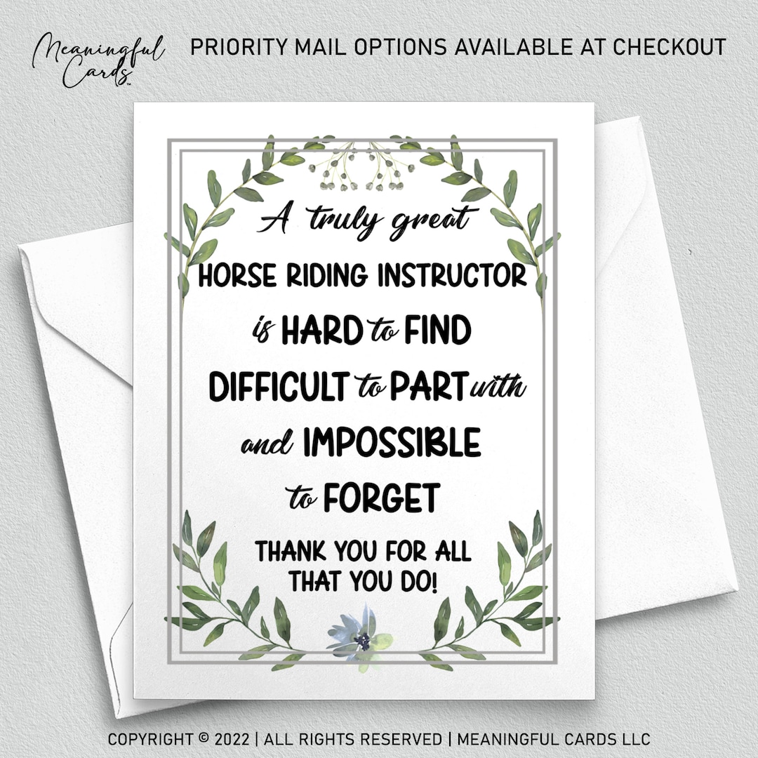Horse Riding Instructor Thank You Card for Horse Riding Instructor - Etsy