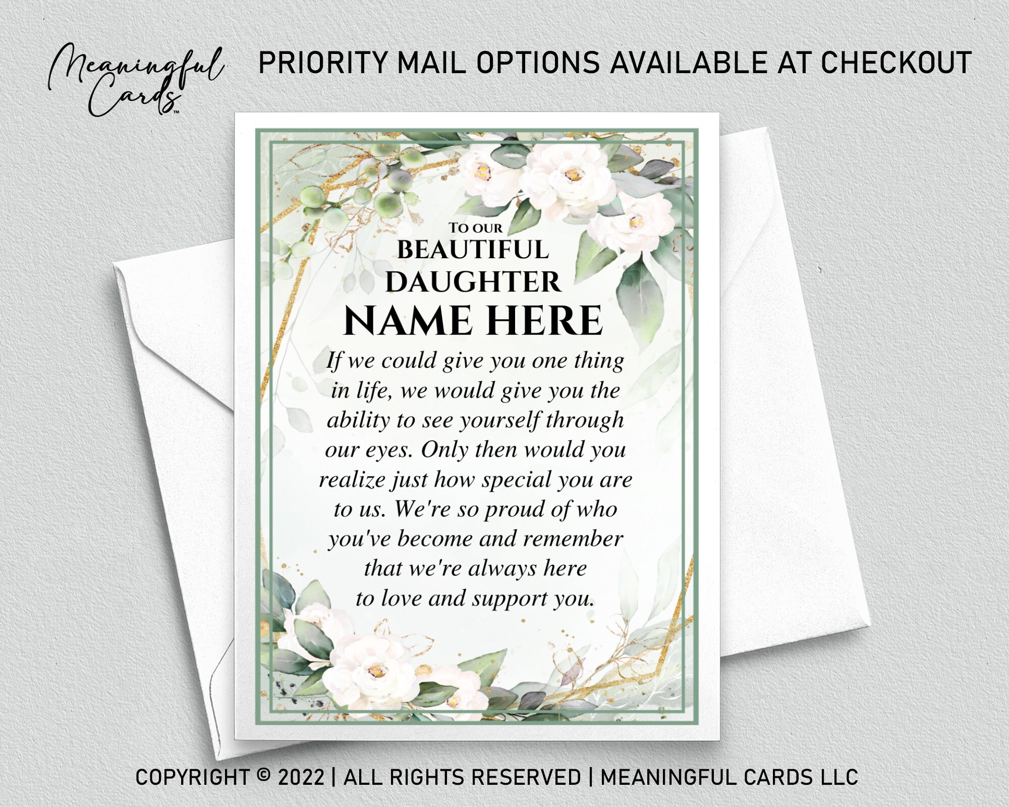 Personalized Daughter Birthday Card, Greenery Floral - Etsy