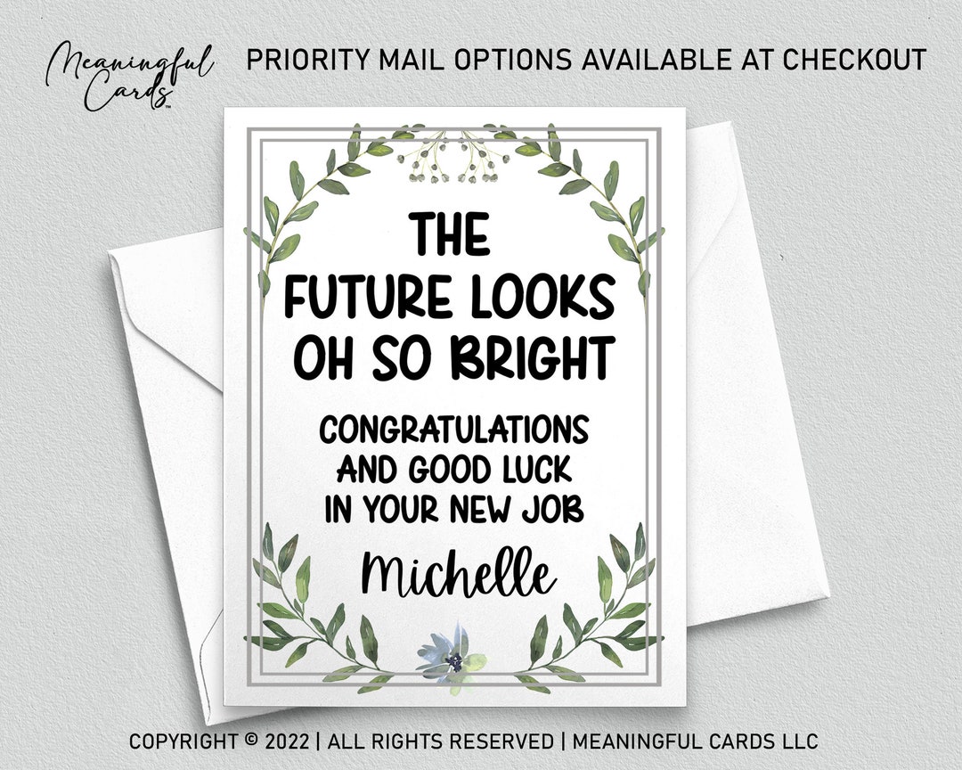 New Job Card Future Looks Bright Good Luck Card Co-worker - Etsy