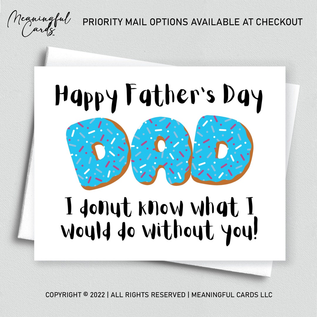 Funny Donut Pun Card for Dad Fathers Day Card, Funny Fathers Day Card ...