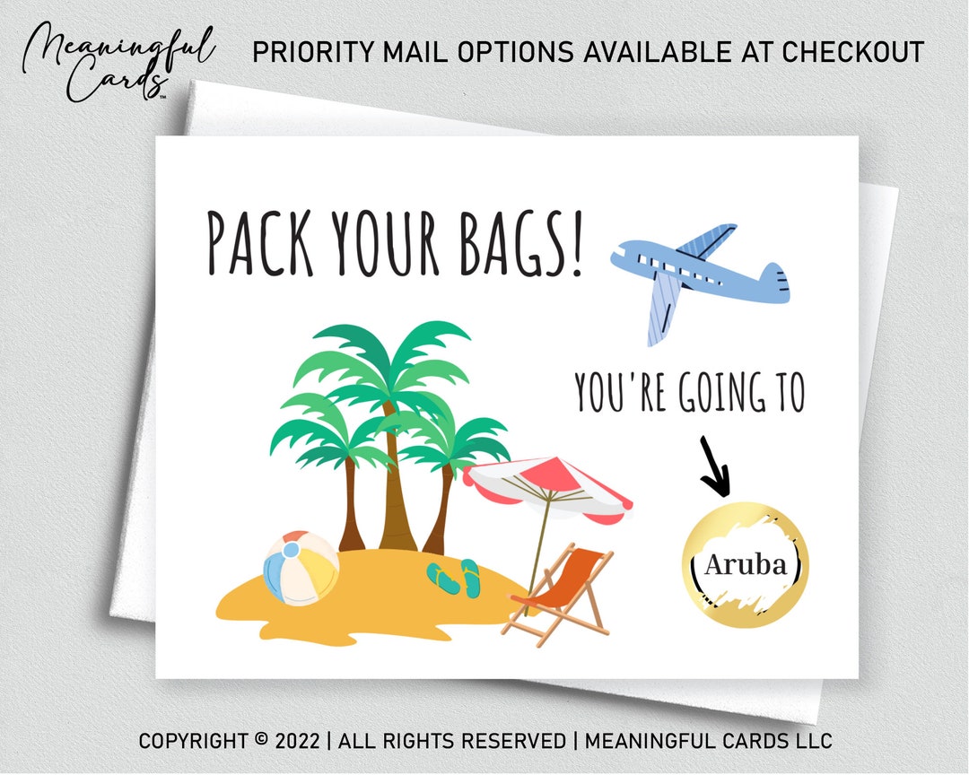Pack Your Bags Surprise Travel Card Scratch off Card, Beach Vacation ...