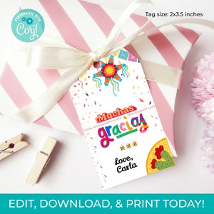 Editable Fiesta Favor Tags Thank You Birthday Party Tags Thank You ...