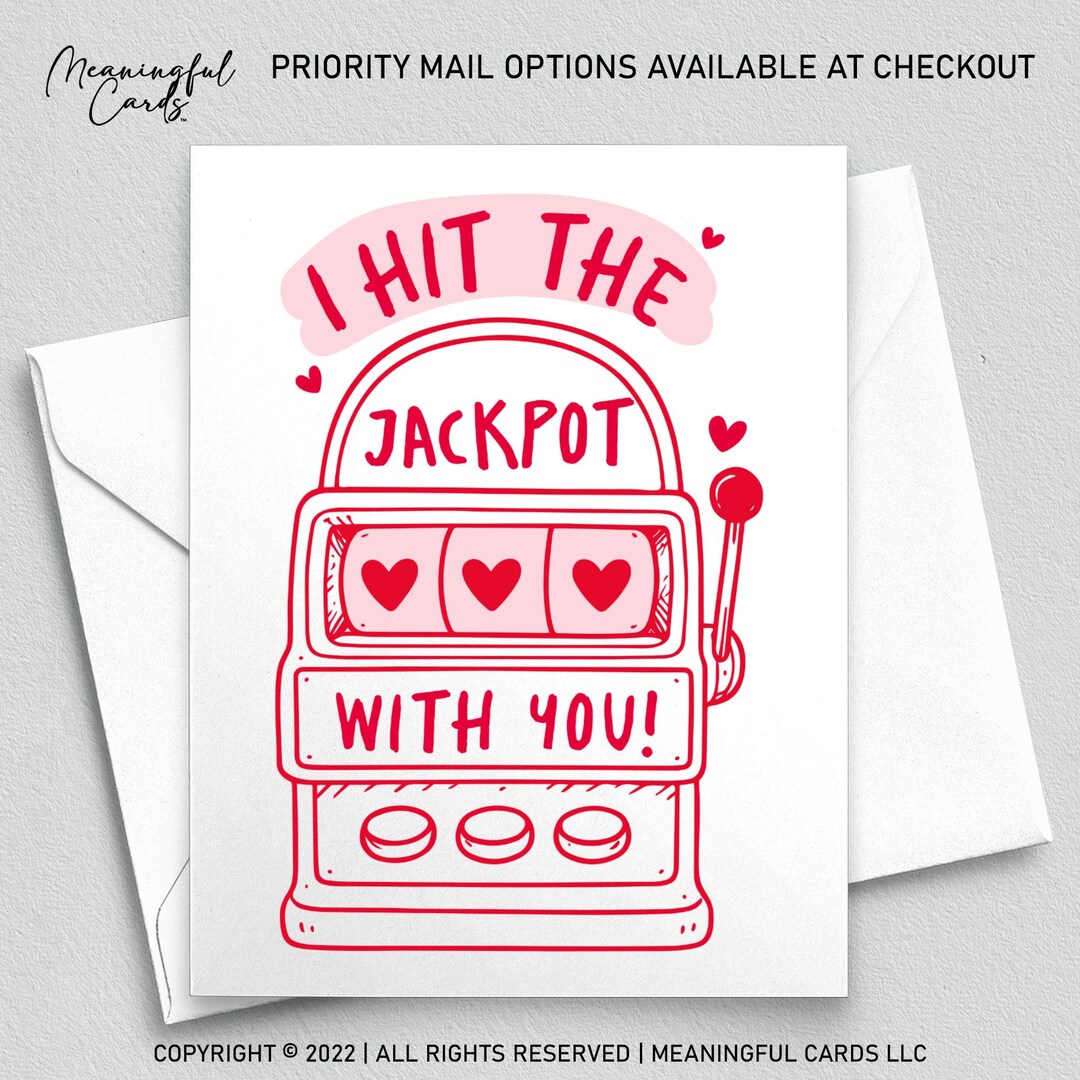 I Hit the Jackpot With You Pun Love Card for Her - Etsy