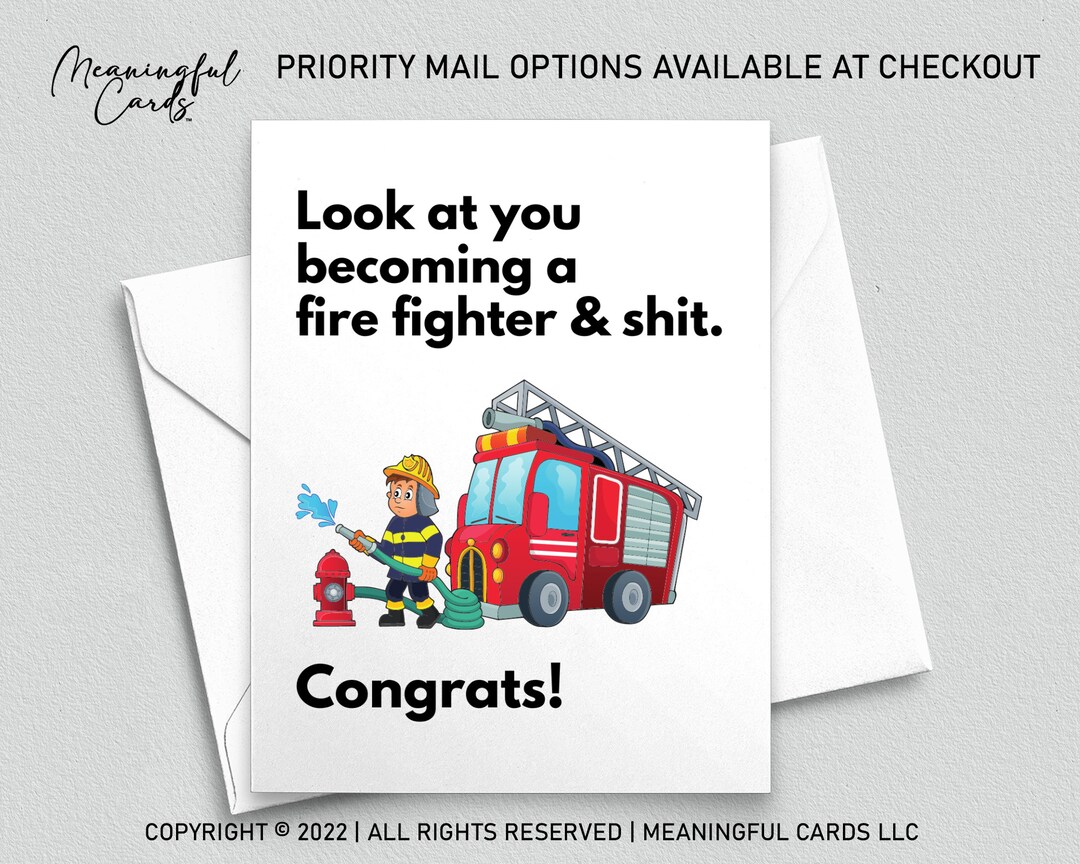 New Fire Fighter Graduation Card Graduation Card for Fire - Etsy