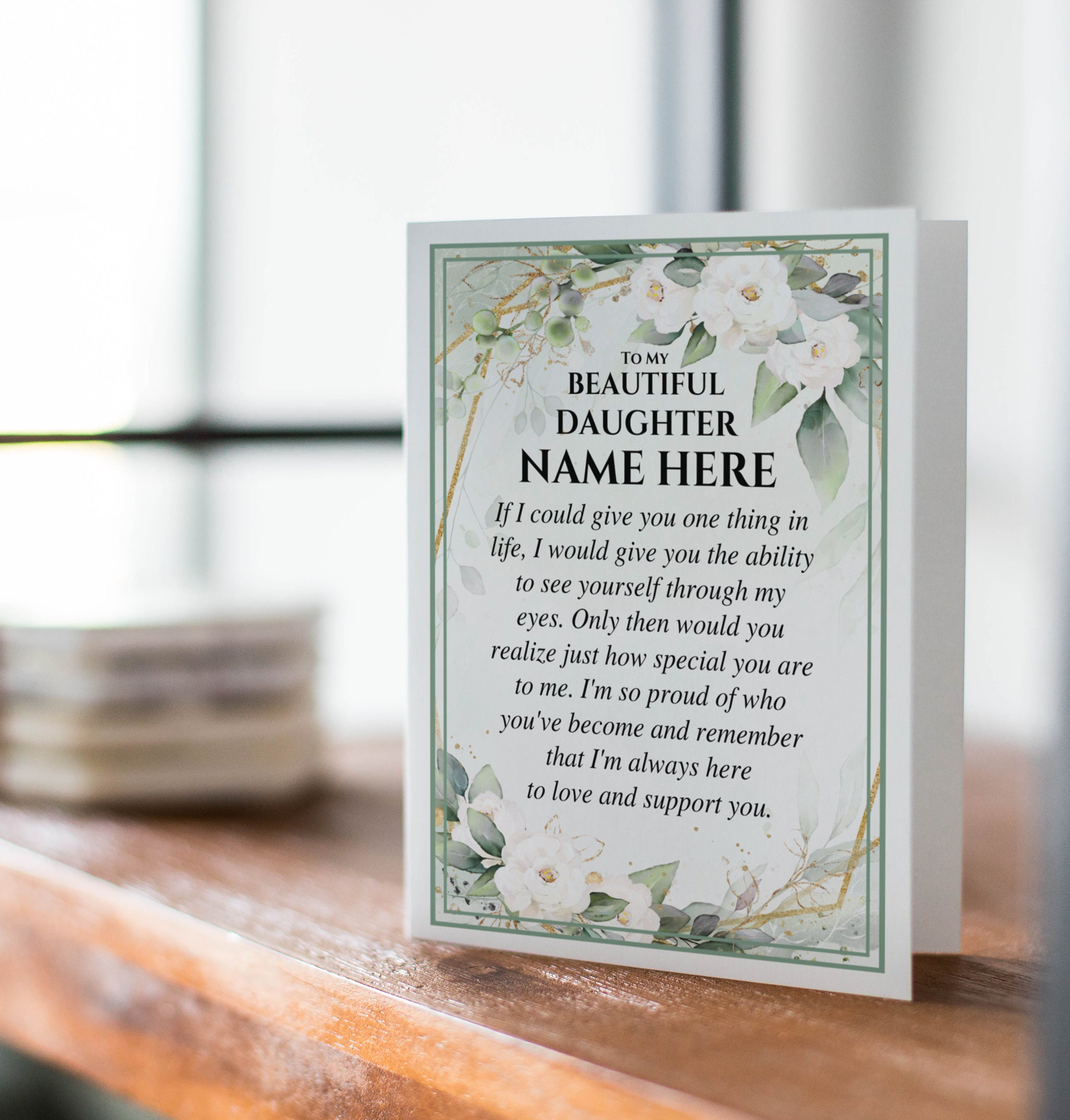 Personalized Daughter Birthday Card, Greenery Floral - Etsy