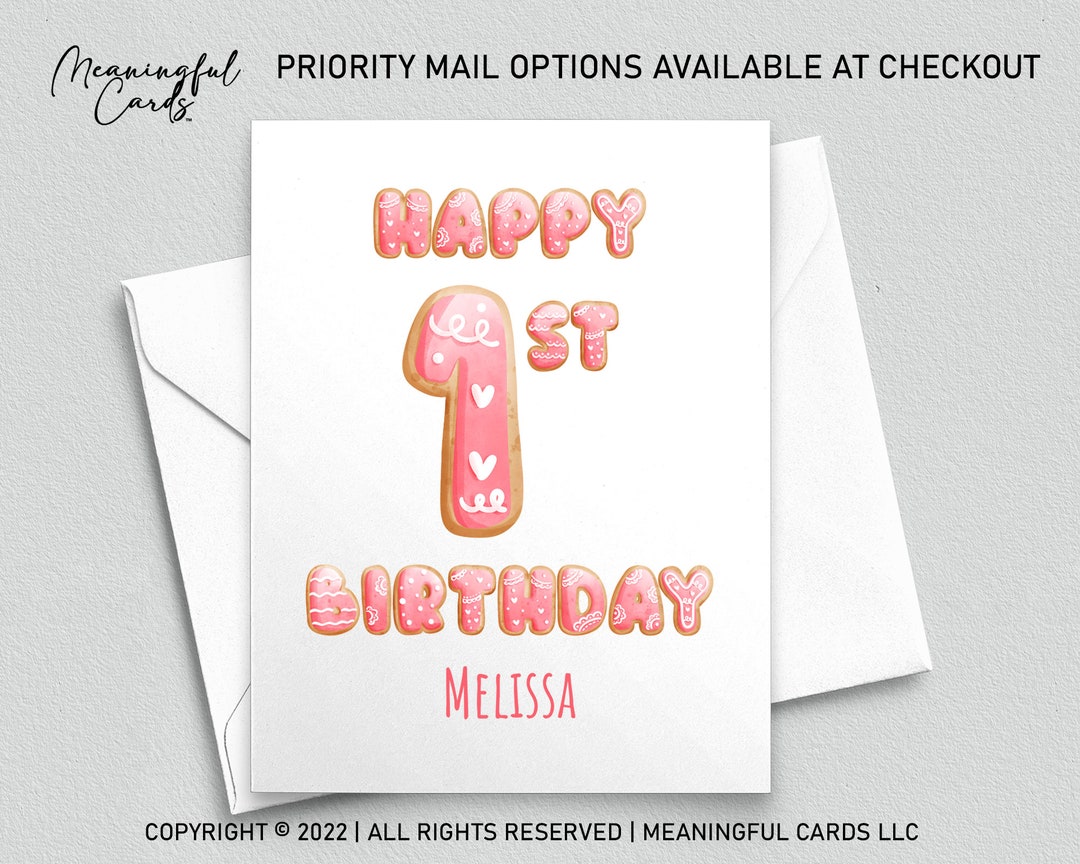 Personalized 1st Birthday Card Girl Girl Birthday Card With - Etsy