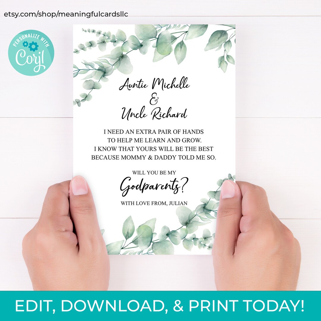 Editable Will You Be My Godparents Printable Download, Godparents Card ...