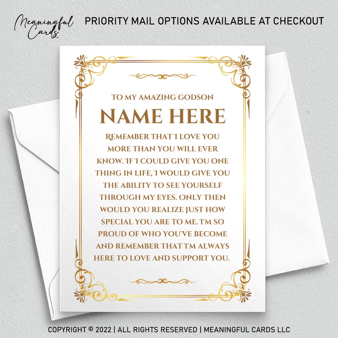 Personalized Godson Birthday Card, Meaningful Poem - Etsy